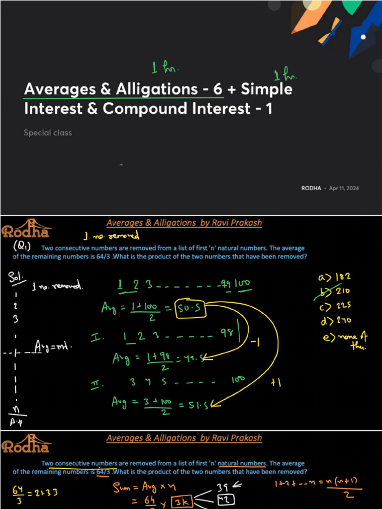 Averages Alligations 6 Simple Interest Compound Interest 1 With Anno | PDF