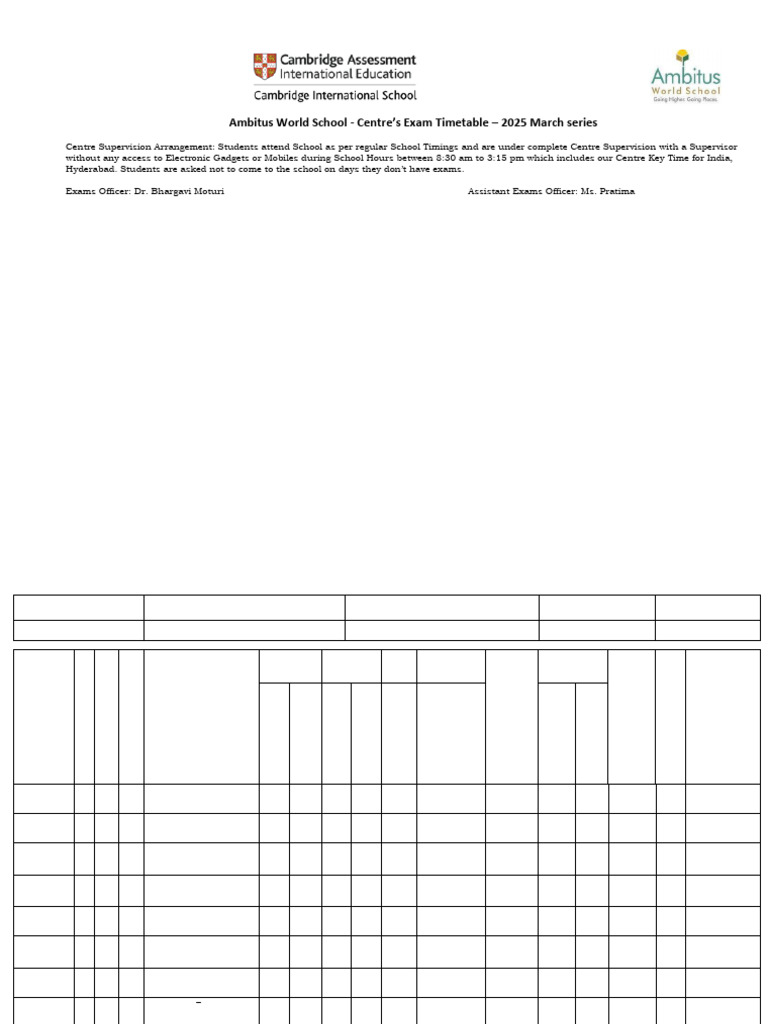 IGCSE Exam Timetable & Invigilations 2025 March | PDF | Science