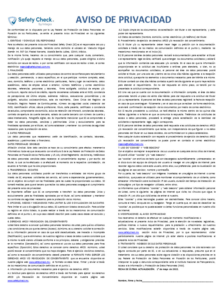 Aviso de Privacidad | PDF | Cookie HTTP