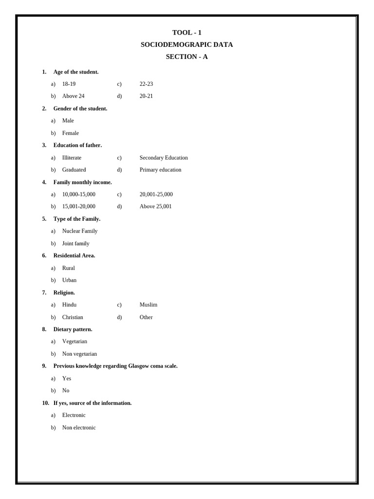 research tools for Glasgow coma scale | PDF | Coma | Neuroscience