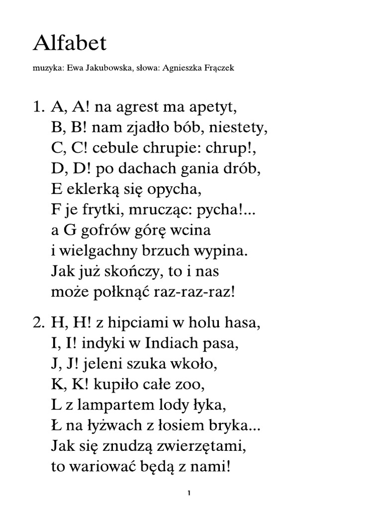 Piosenka Alfabet | PDF