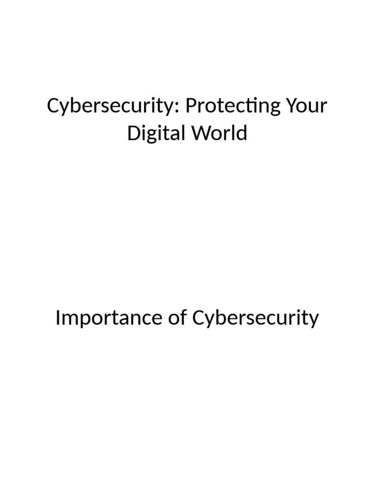 Cybersecurity Protecting Your Digital World Pdf