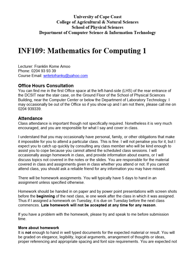 Mathematics for Computing Course Overview | PDF | Trigonometric ...