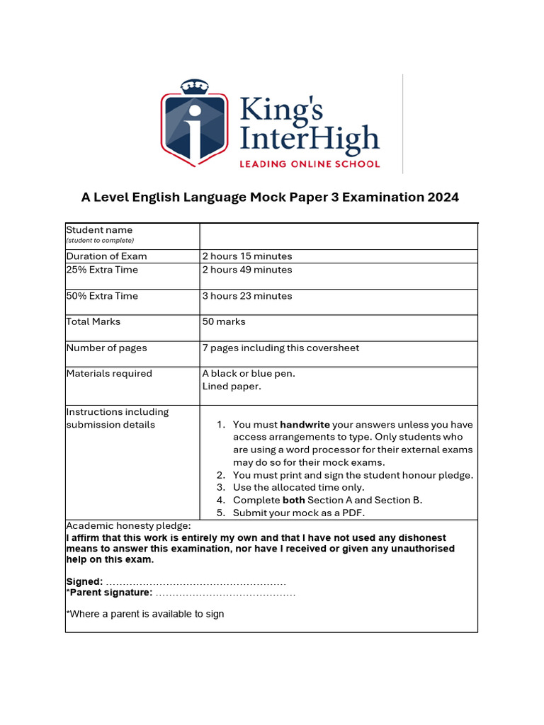 A Level English Language Mock | PDF