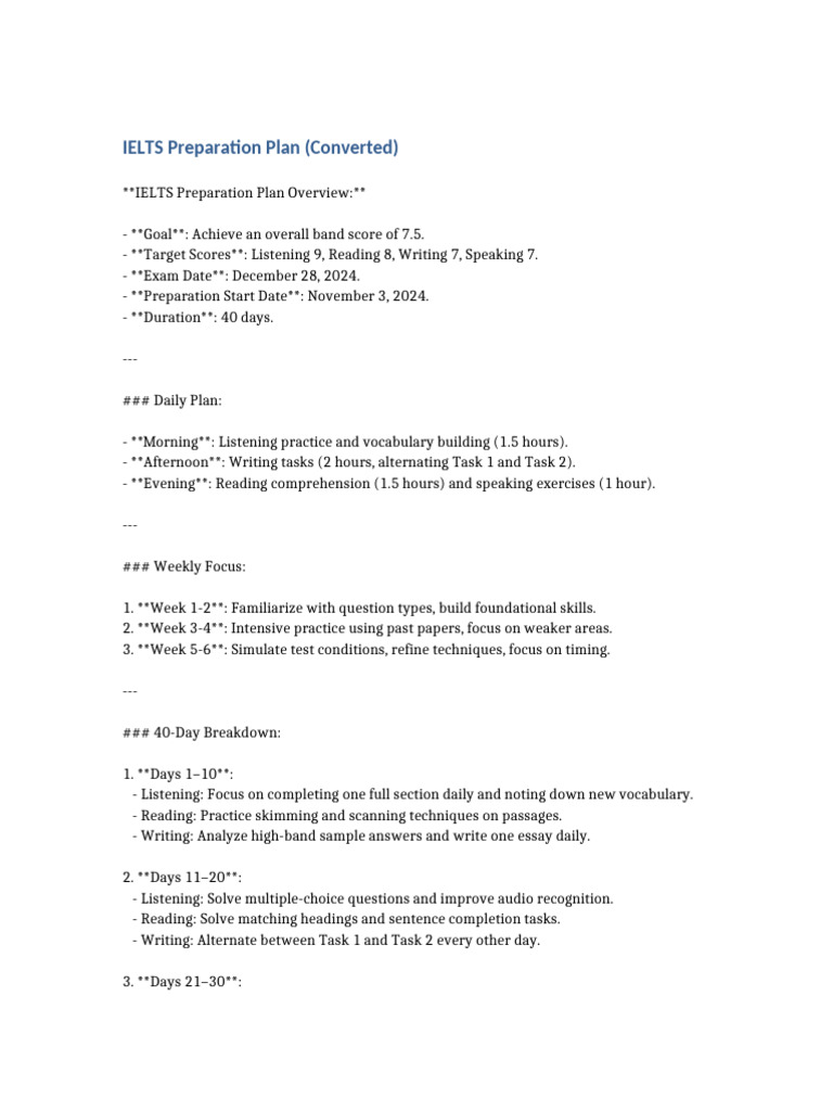 IELTS_Preparation_Plan | PDF