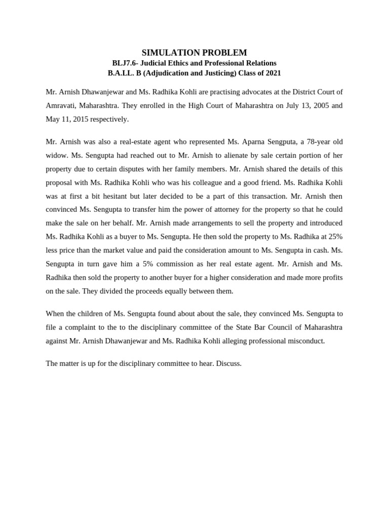 Judicial Ethics Simulation Exercise | PDF | Advocate | Justice