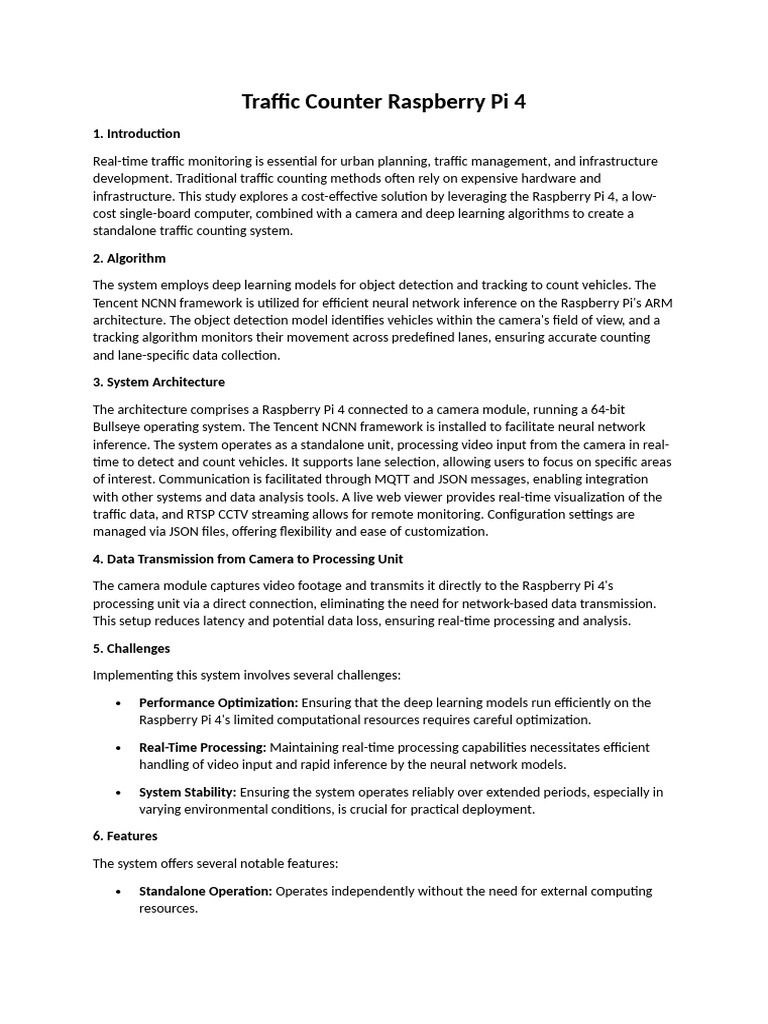 Traffic Counter Raspberry Pi 4 | PDF | Deep Learning | Computer Network