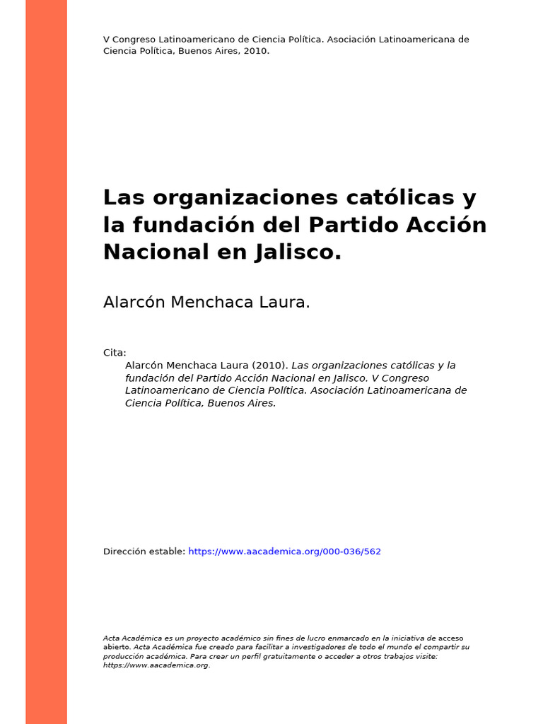 Alarcón Menchaca Laura (2010) - Las Organizaciones Católicas y La ...