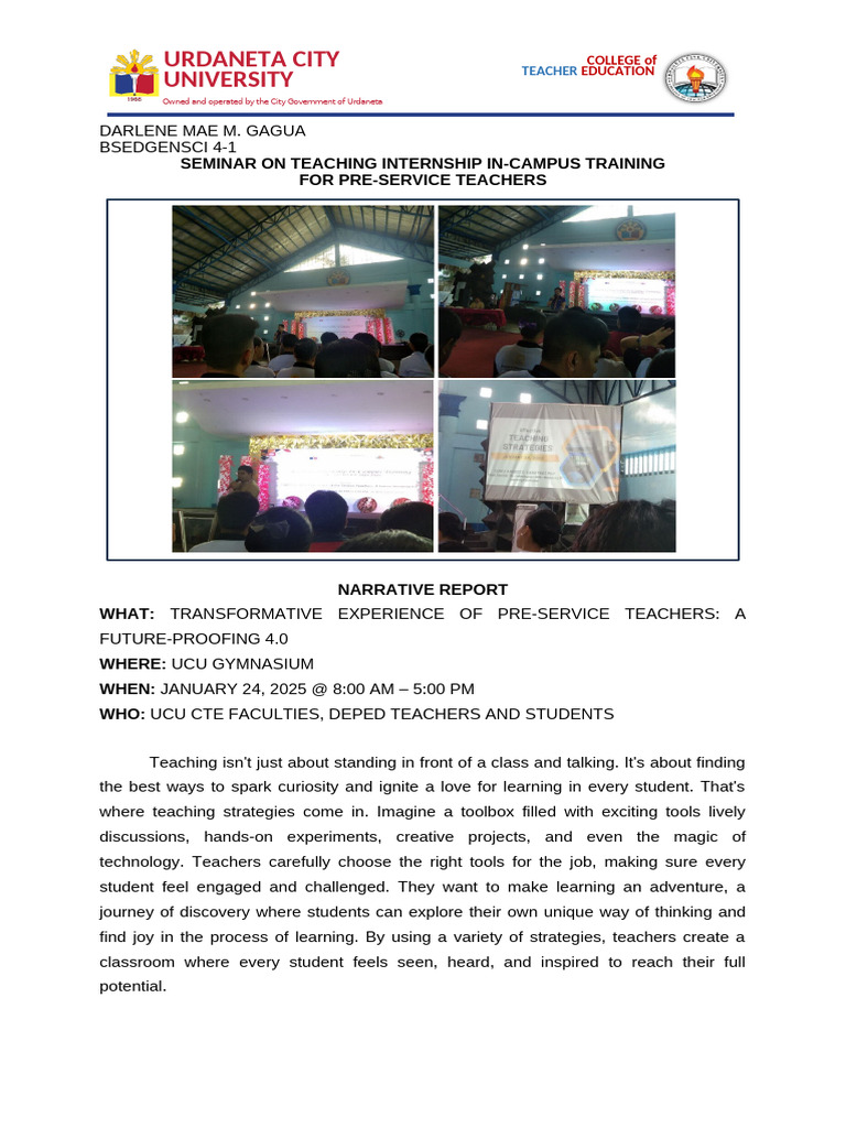 Narrative Report Seminar 3 | PDF