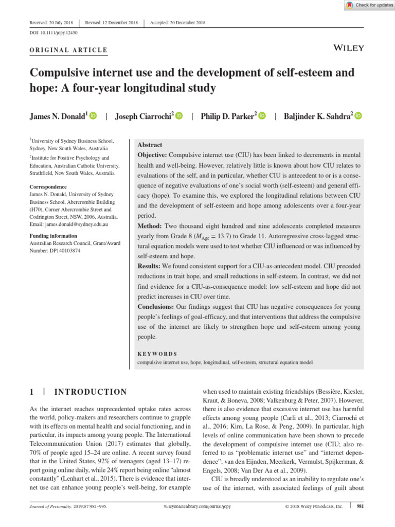 Journal of Personality - 2018 - Donald - Compulsive internet use and ...