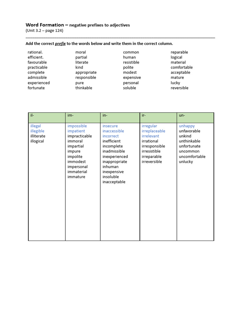 Negatives Prefixes | PDF