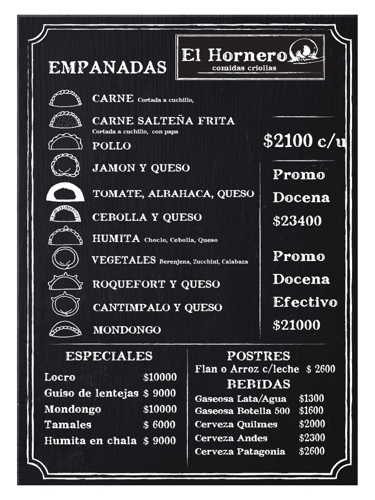 El Hornero - Menú 08 - 2024 PDF | PDF