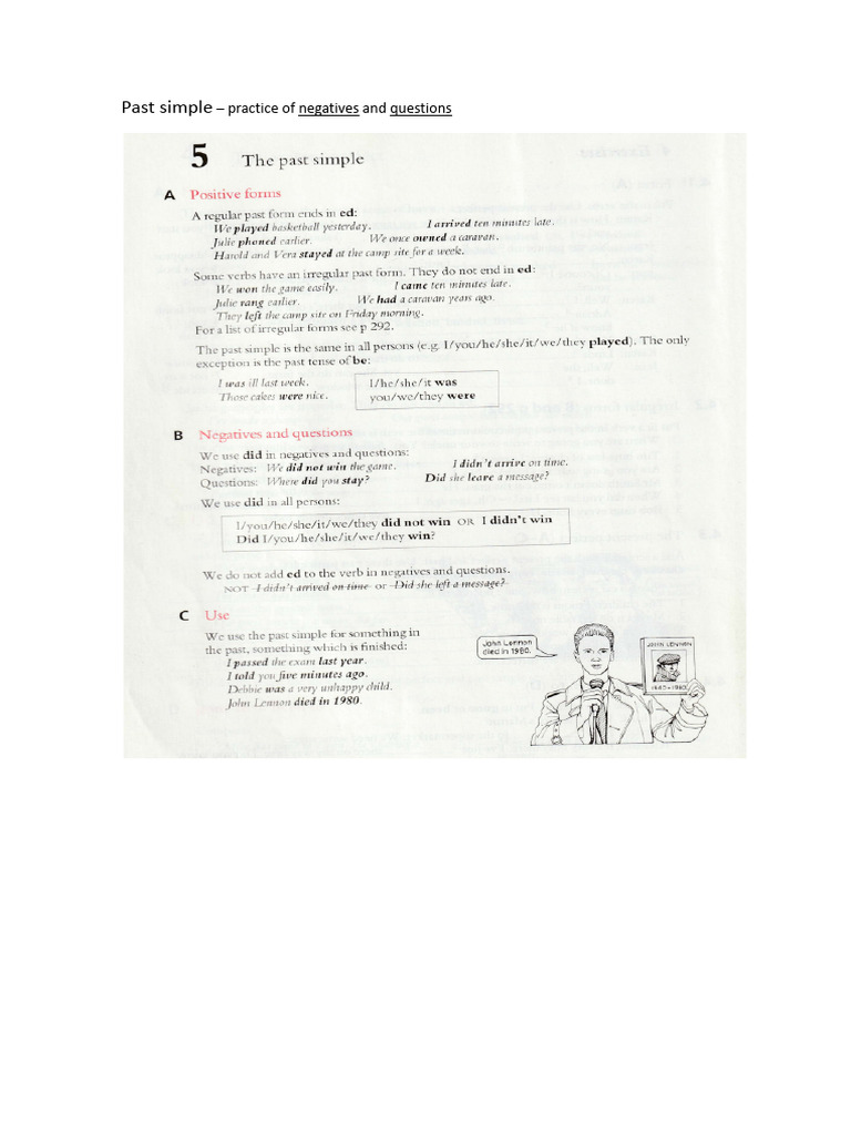 Past Simple Negatives and Questions Practice | PDF
