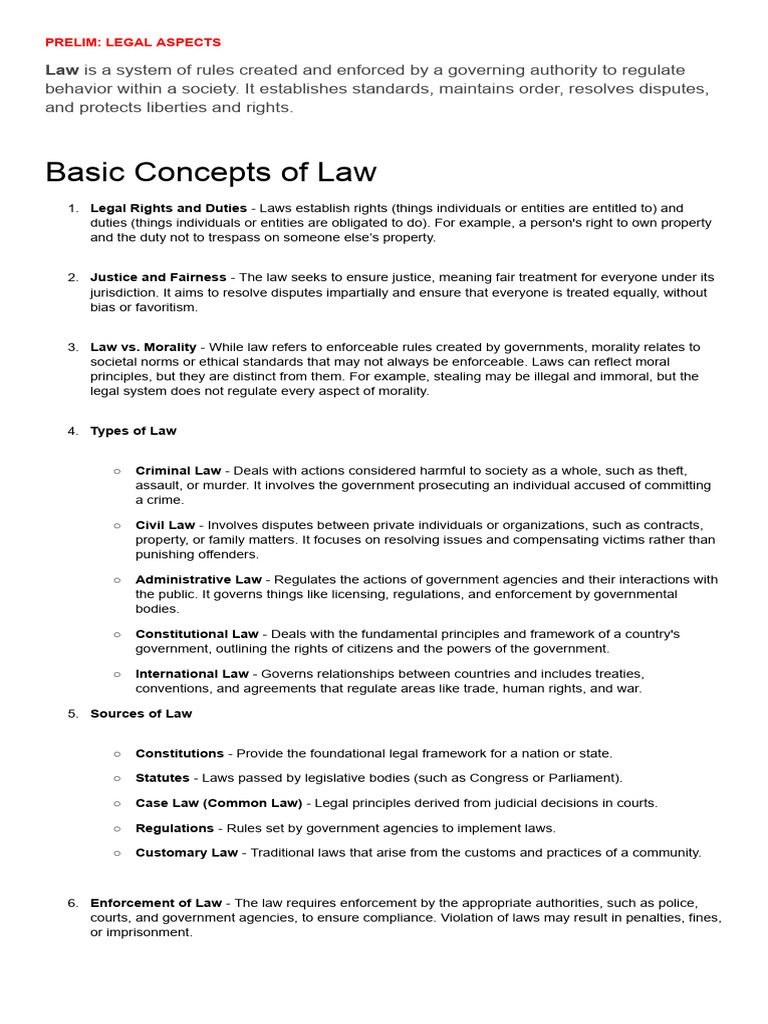Basic Concepts of Law | PDF | Justice | Crime & Violence
