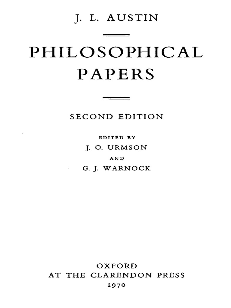 Austin J L - Philosophical Papers (2nd Ed) | PDF
