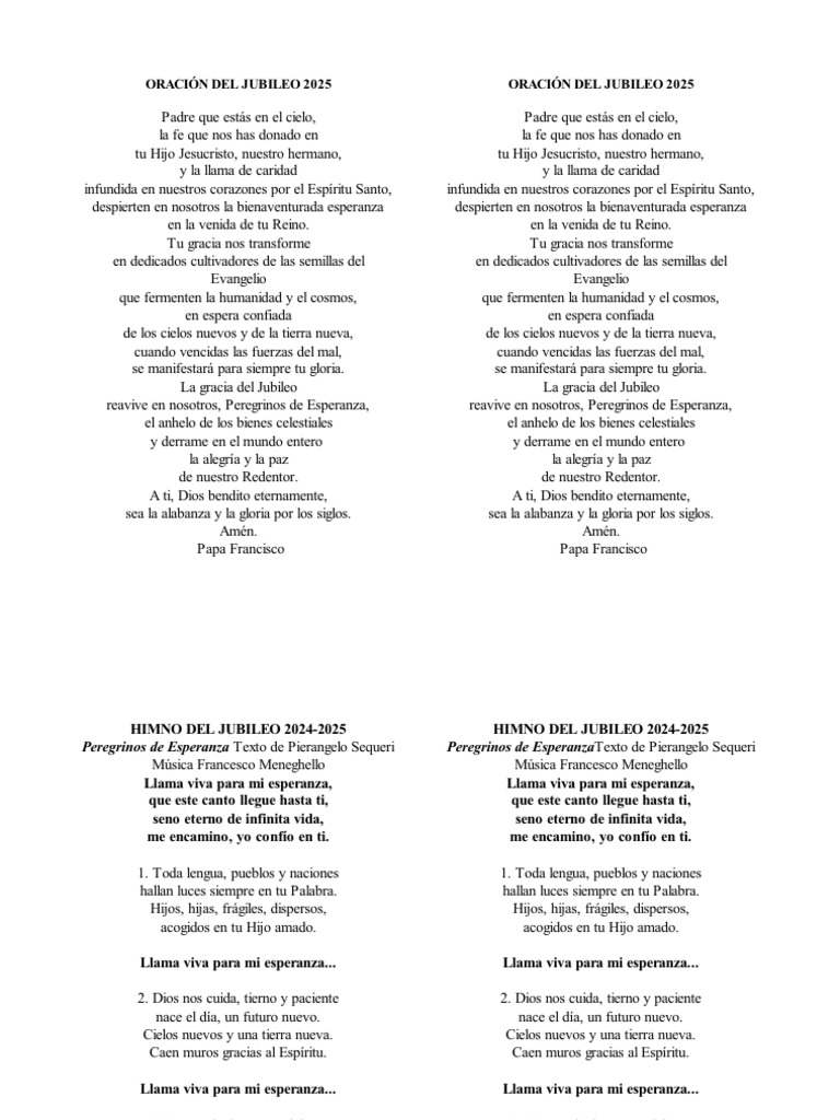 Oracion-himno Del Jubileo 2025 | PDF | Cristo (título) | Cielo