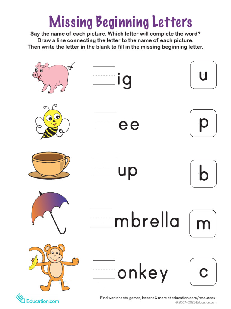 Write The Missing Beginning Letter | PDF