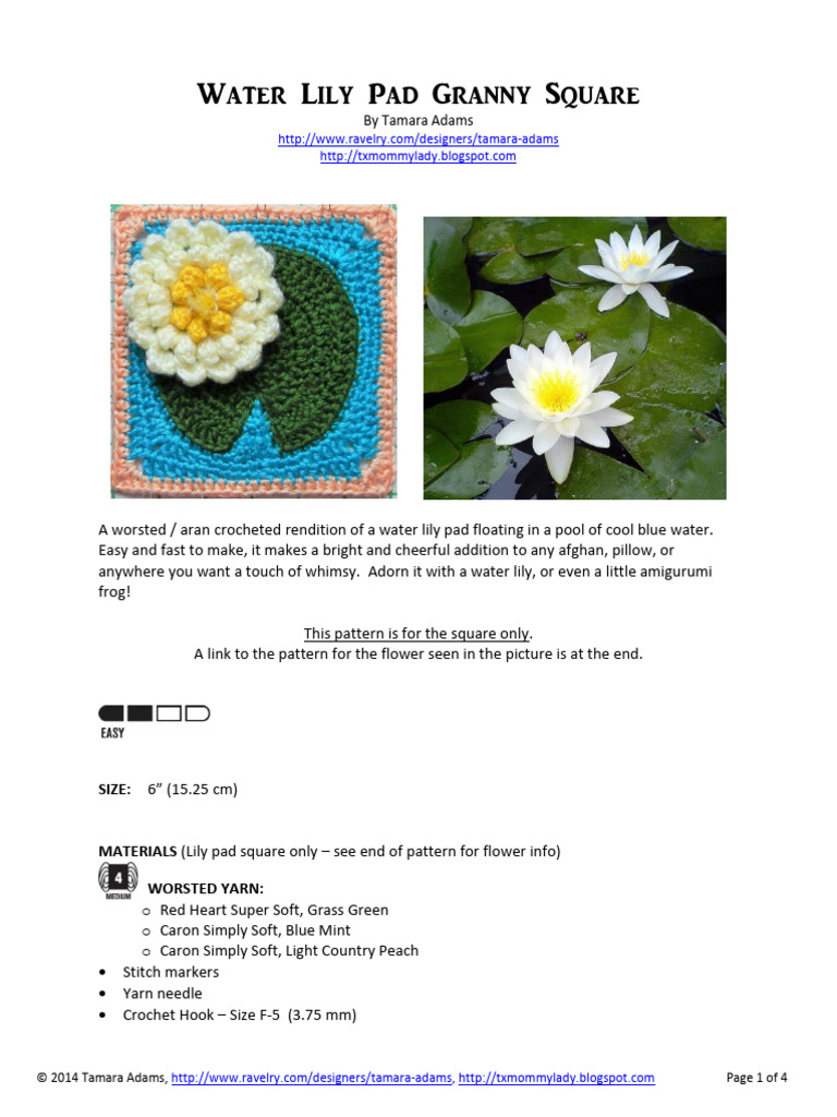 Lily Pad Granny Square | PDF | Crochet | Needlework