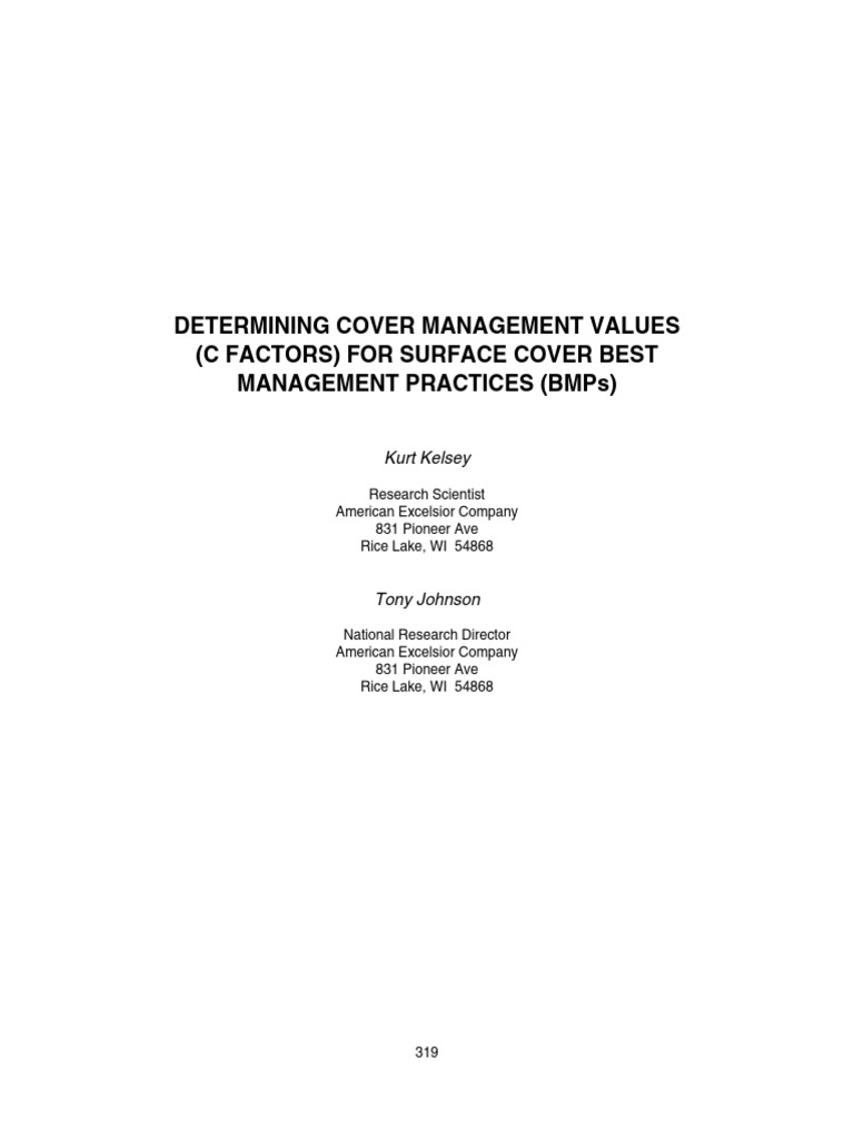 RUSLE C Factors for Erosion Control BMPs | PDF | Surface Runoff | Erosion