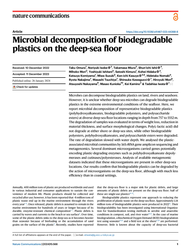 s41467-023-44368-8 | PDF | Biodegradation | Plastic