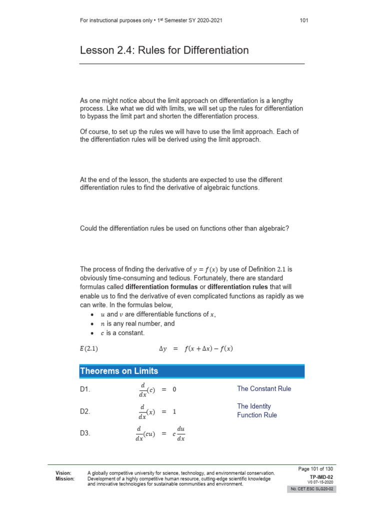 Lesson 2.4 | PDF | Derivative | Function (Mathematics)