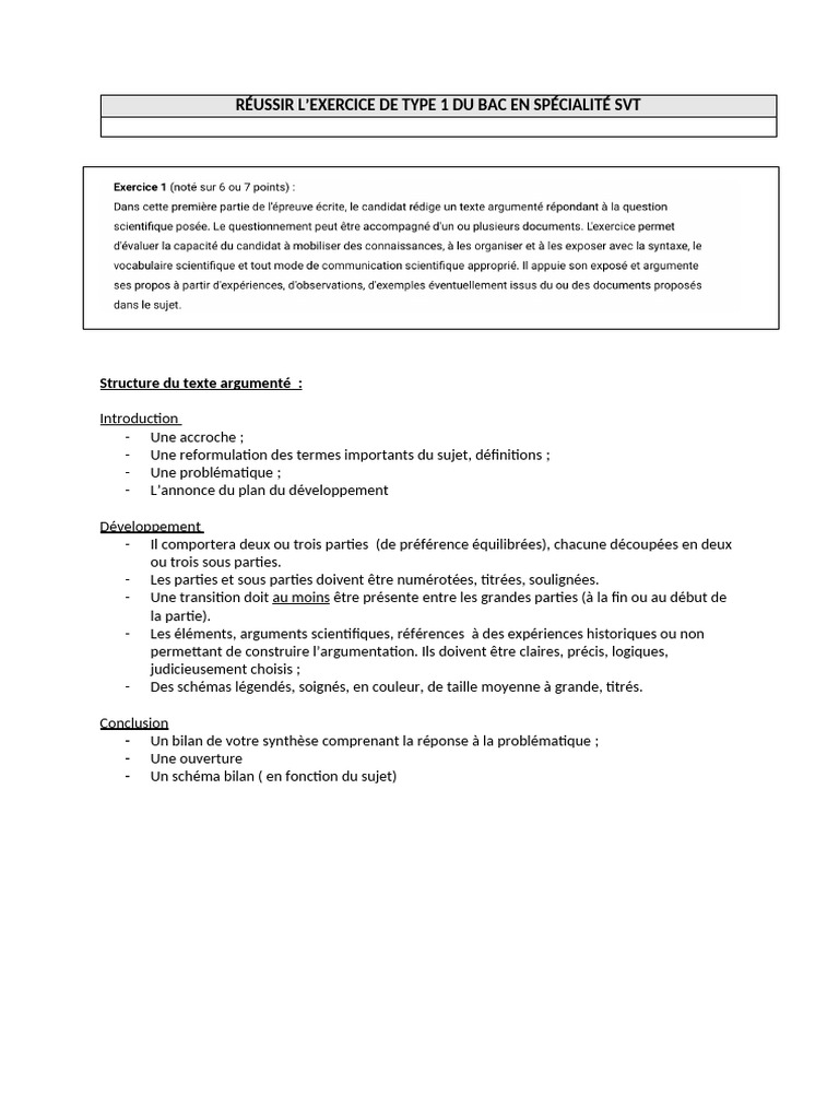 Réussir l'exercice SVT type 1 du bac | PDF | Magma | Sciences de la terre
