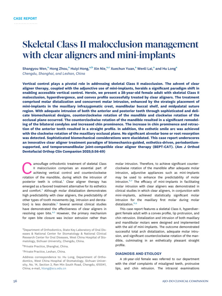 Skeletal Class II Malocclusion Management With Cle | PDF | Orthodontics ...