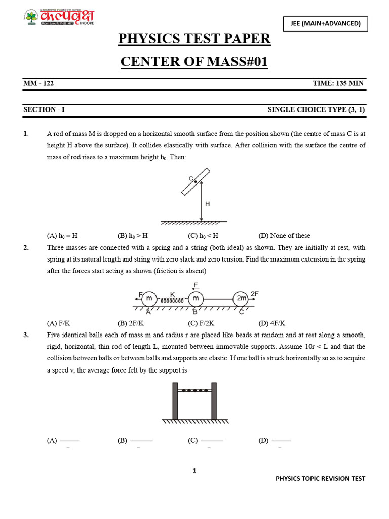 1. Center of Mass | PDF | Collision | Physical Quantities