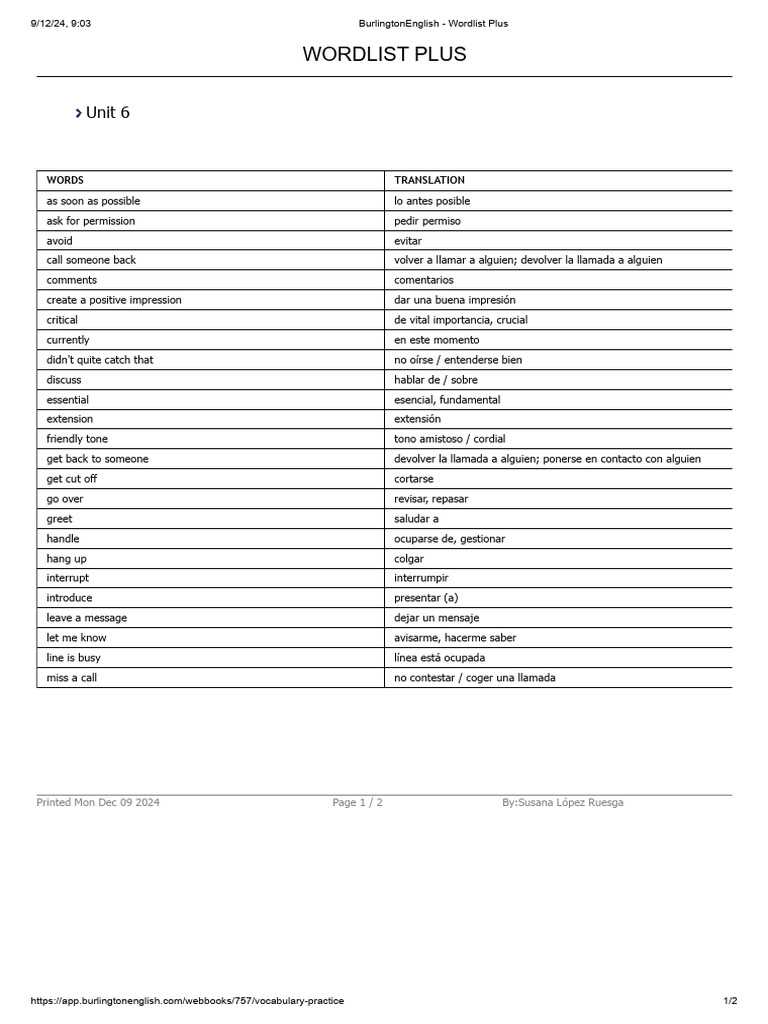 Unit 6 Vocabulary | PDF