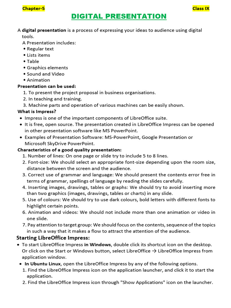 Digital Presentation for Class 9 | PDF | Human–Computer Interaction ...