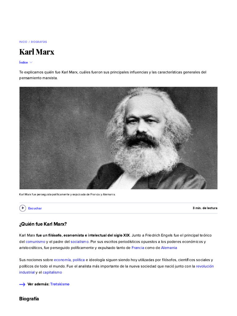 Biografía de Karl Marx y su legado | PDF | Karl Marx | Friedrich Engels