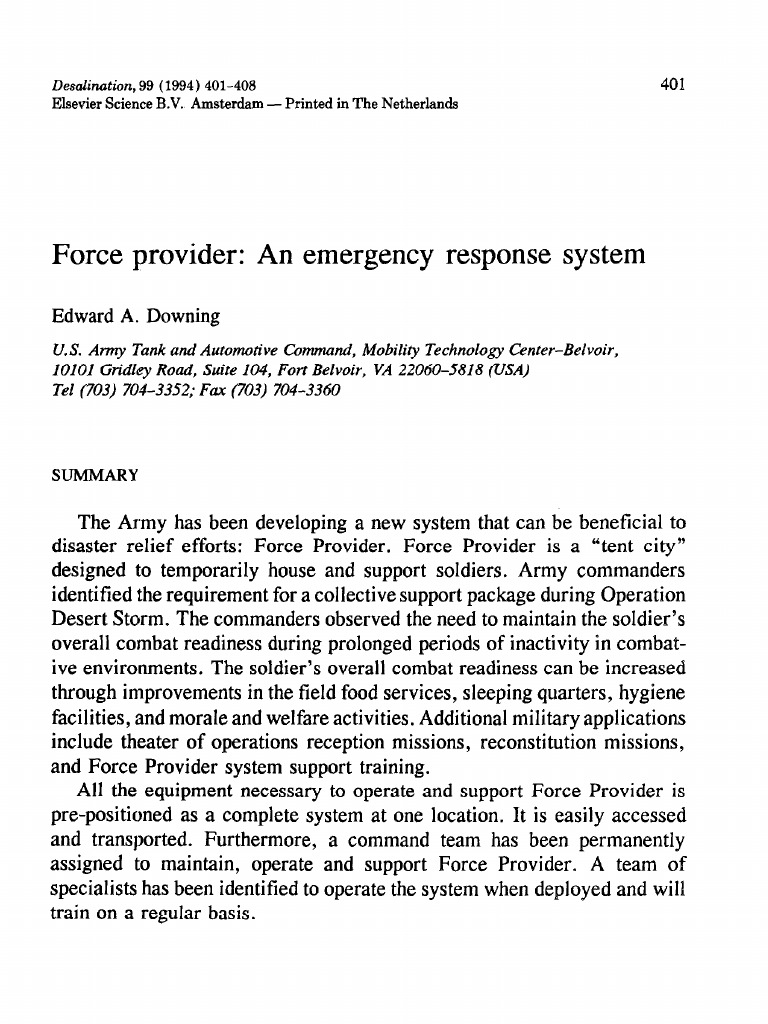 Force Provider: An Emergency Response System | PDF | Federal Emergency ...