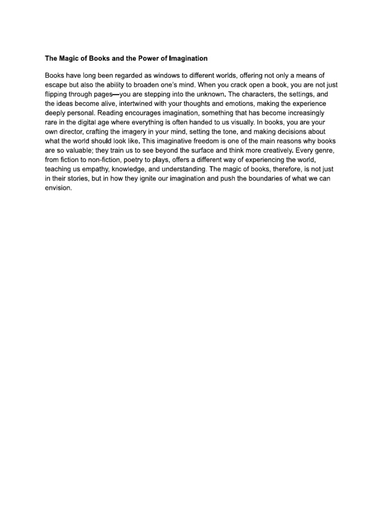 The Magic of Books and The Power of Imagination | PDF