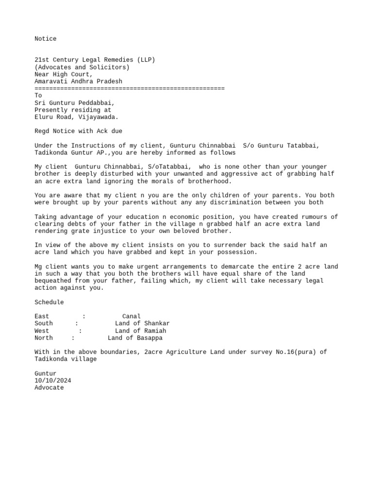 Notice For Partition | PDF