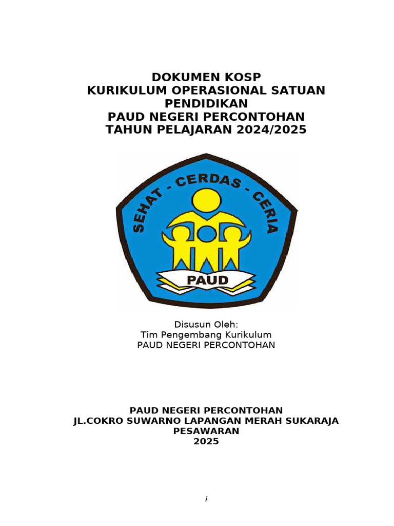 Dokumen Kosp Paud Negeri Percontohan 2024 - 2025 Bu Lis | PDF