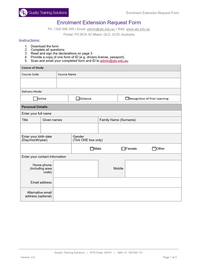 QTS Course Extension Request Form | PDF