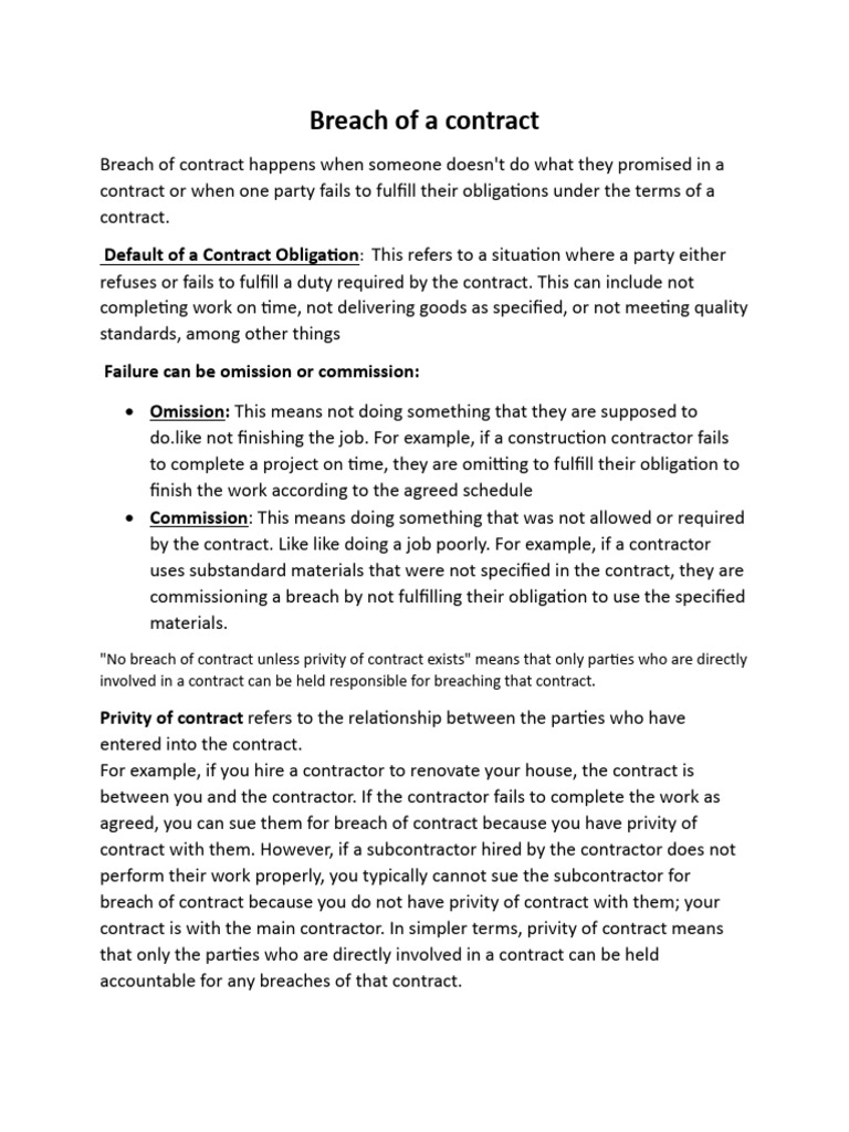 Breach of a contract (1) | PDF | Breach Of Contract | Misrepresentation