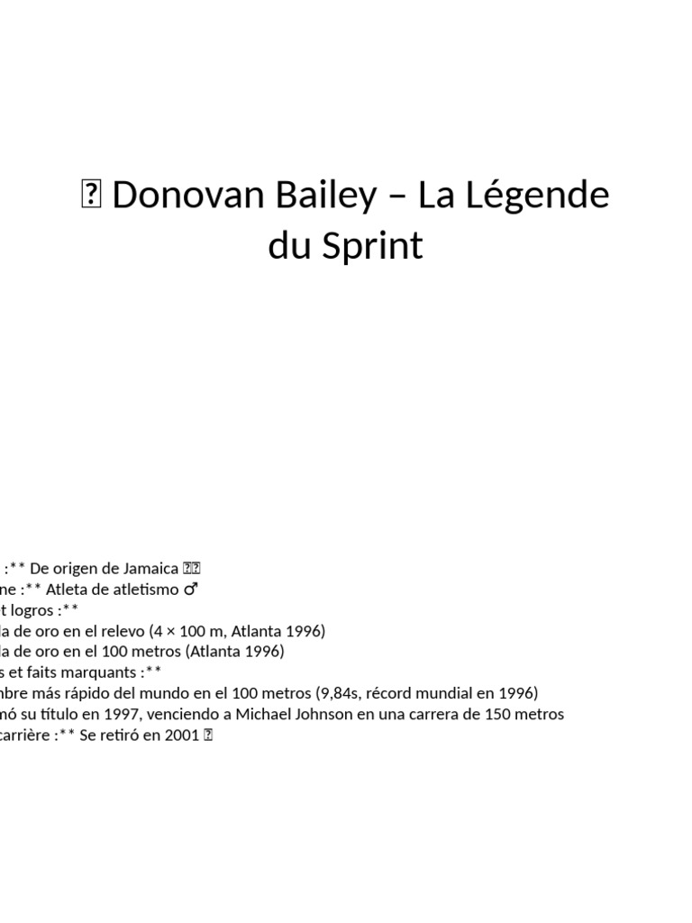 Donovan Bailey Structured | PDF