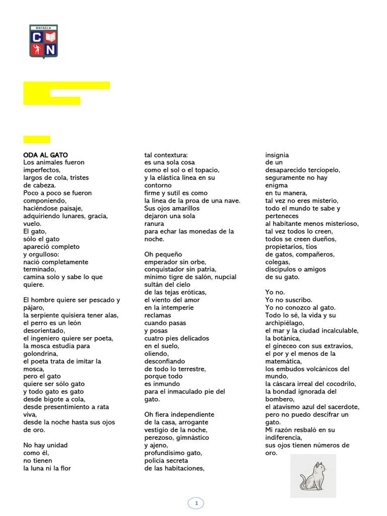 Actividades de Intensificación: Oda y Cuentos | PDF | Blanco como la ...
