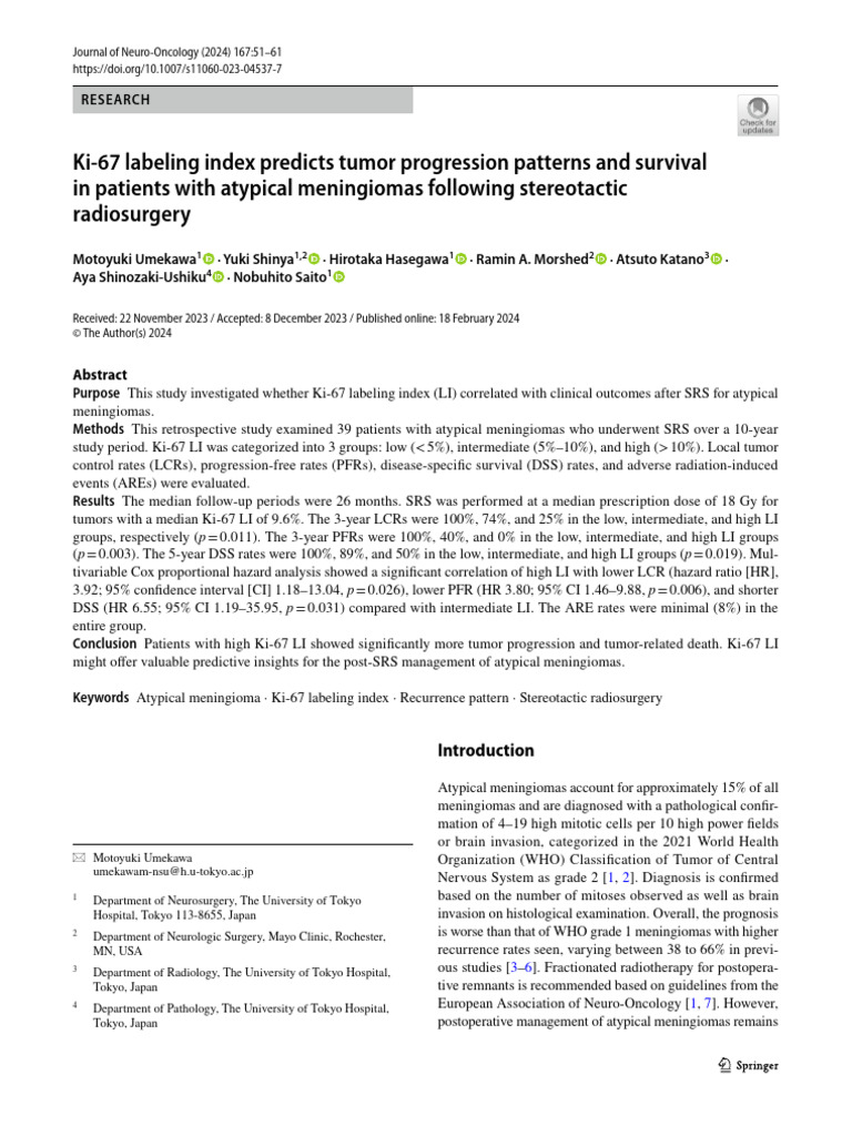 2024 - JNOnc - Ki‐67 Labeling Index Predicts Tumor Progression | PDF ...