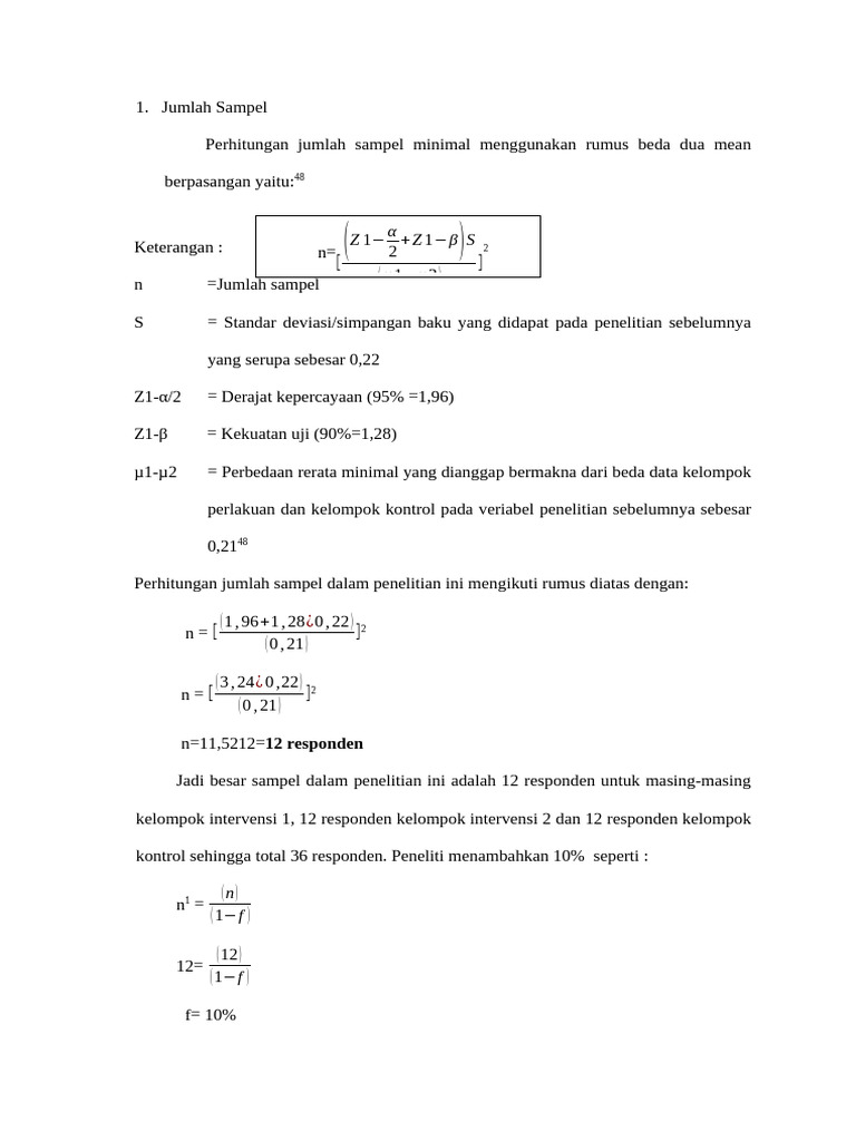 Perhitungan Jumlah Sampel Penelitian | PDF