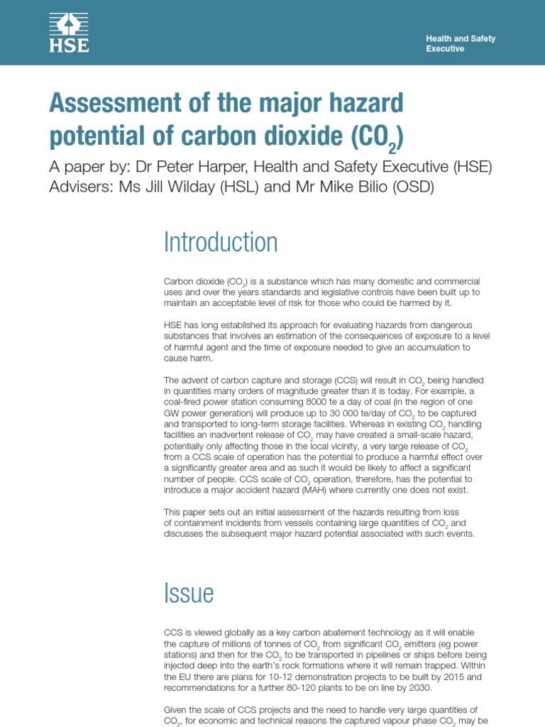 Major Hazard Potential Carbon Dioxide | PDF | Carbon Capture And ...
