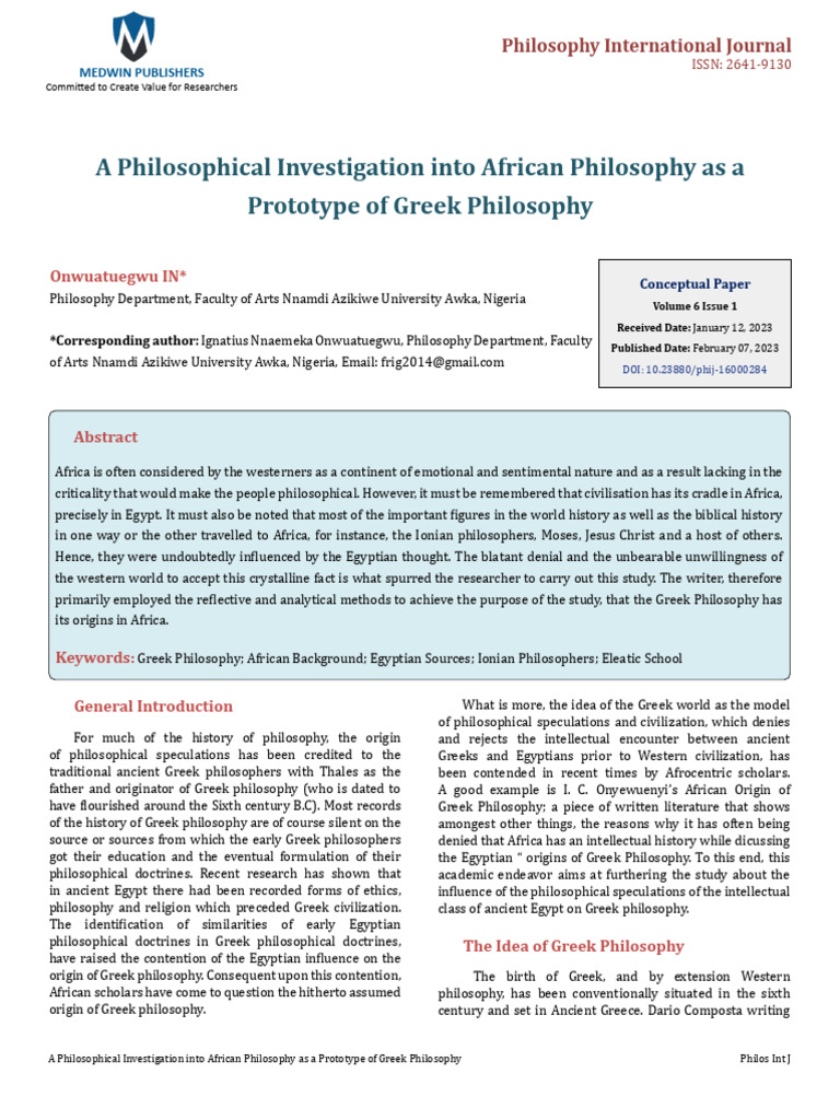 African Roots of Greek Philosophy | PDF | Nous | Ancient Greek Philosophy