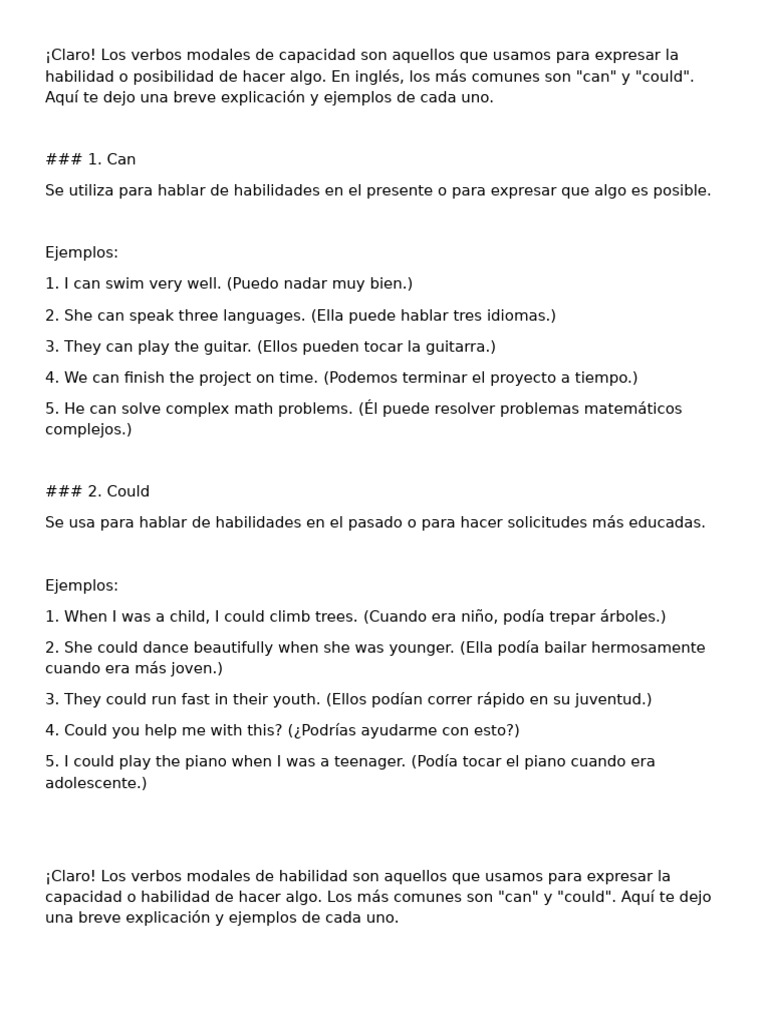Verbos Modales en Inglés: Guía Completa | PDF