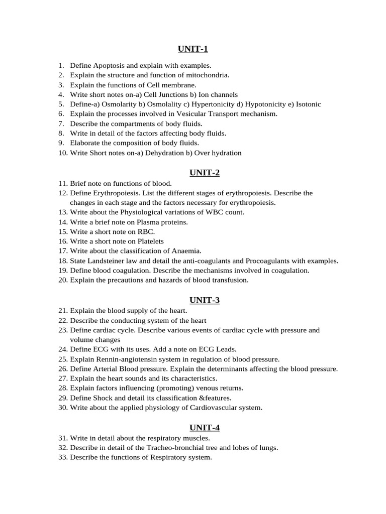 Imp Questions in HP | PDF | Blood | Skeletal Muscle