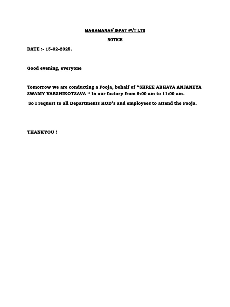 Mahamanav Ispat PVT LTD Notice | PDF