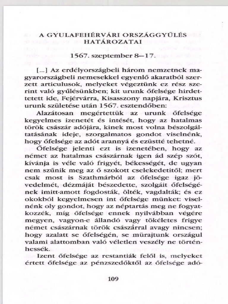 A Gyulafehérvári Országgyűlés Határozatai | PDF