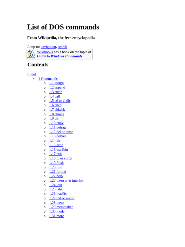 List of DOS commands | PDF | Filename | Computer File