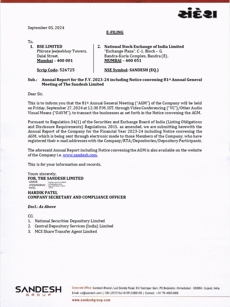 Encl.: As Above: Hardik Jitendrabhai Patel | PDF | Employee Benefits | Electronic Voting