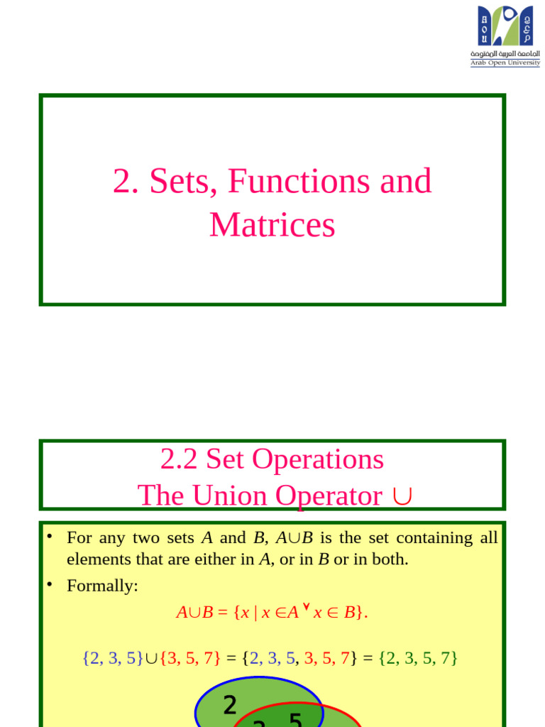 Week 4 Sets Operations and Functions (2.2 - 2.3) | PDF | Function (Mathematics) | Mathematical ...
